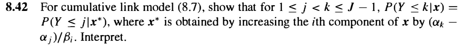 8.42 For cumulative link model (8.7), show that for 1 | Chegg.com
