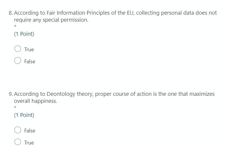 Solved 8. According to Fair Information Principles of the | Chegg.com