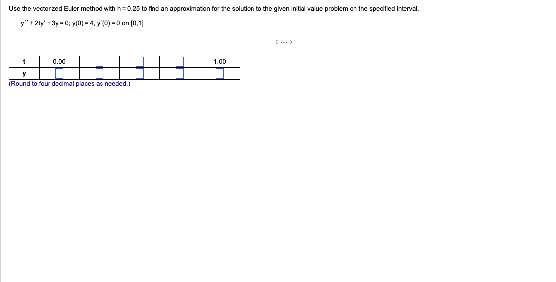 Solved Use the vectorized Euler method with h=0.25 to find | Chegg.com