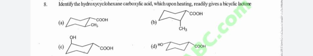 Solved 8. Identify the hydroxycyclohexane carboxylic acid, | Chegg.com