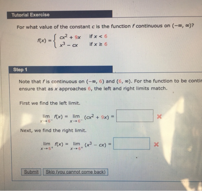 Solved Tutorial Exercise For what value of the constant c is | Chegg.com