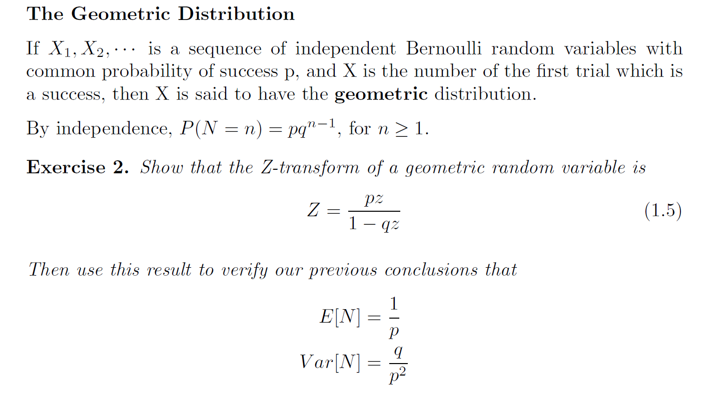 Geometric Distribution Worksheet