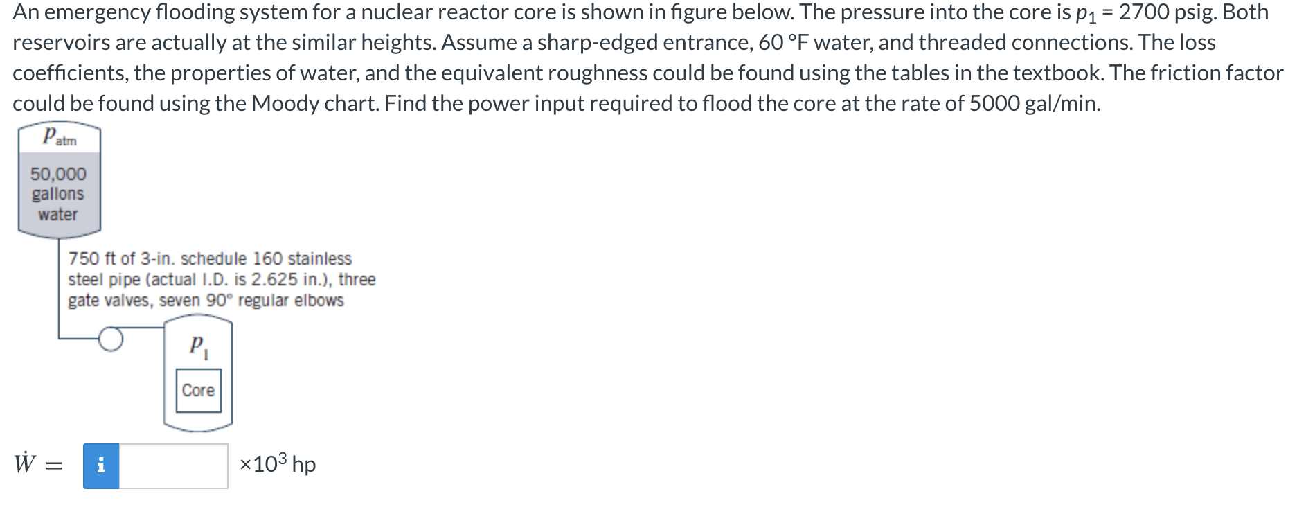 Solved = An emergency flooding system for a nuclear reactor | Chegg.com