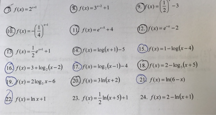 Solved F(x)=2^x + 1 f(x) = 3^x - 2 + 1 f(x) = (1/2)^a - 3 | Chegg.com