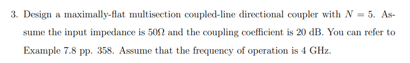 3 Design A Maximally Flat Multisection Coupled Line