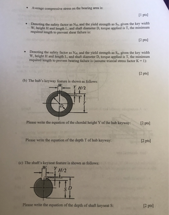Solved Problem 1. A square rectangular parallel key is | Chegg.com
