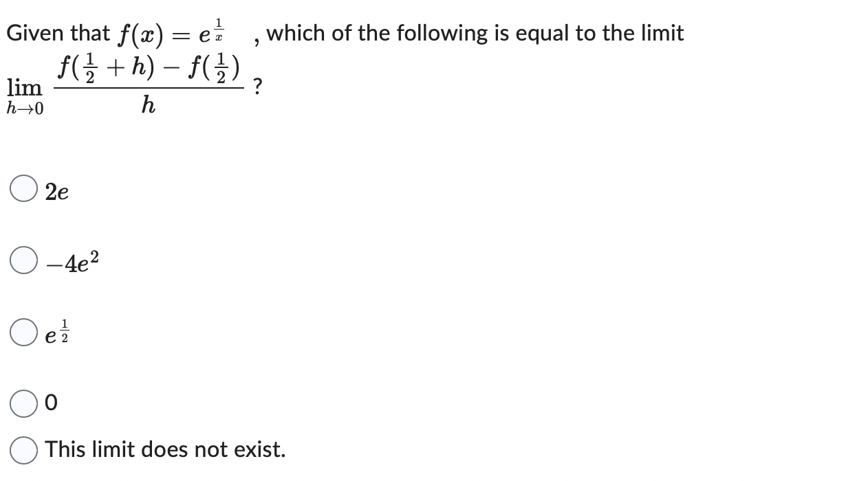 Solved Given that f(x)=ex1, which of the following is equal | Chegg.com