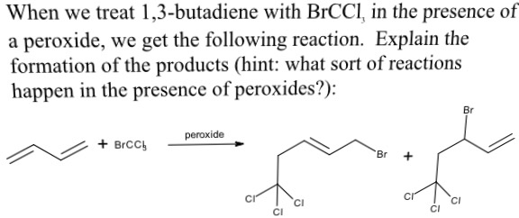 Solved When we treat 1,3-butadiene with BrCCl, in the | Chegg.com