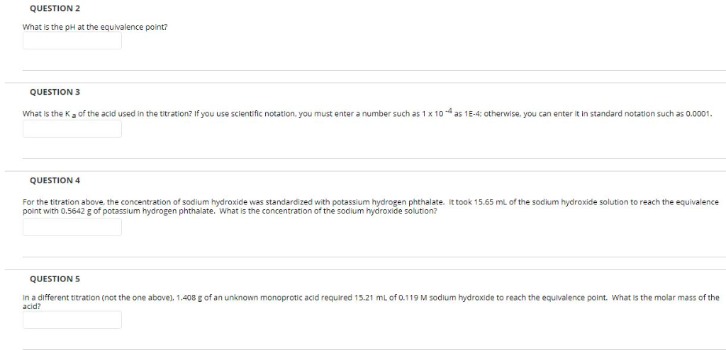 Solved QUESTION 2 What is the pH at the equivalence point? | Chegg.com