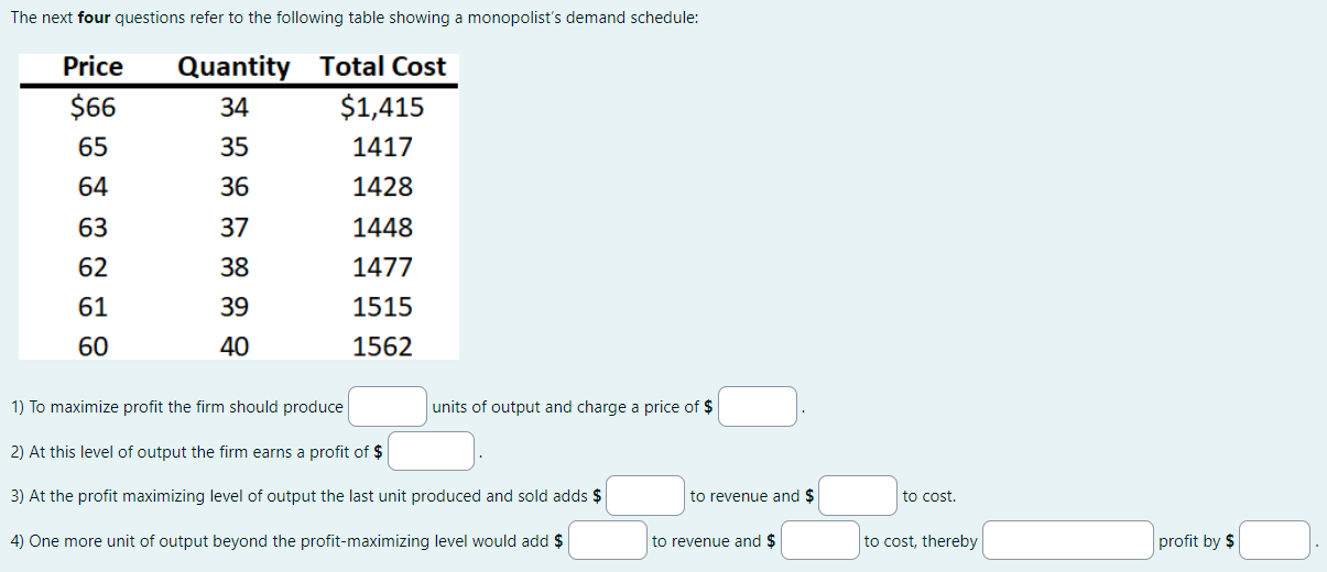 Solved The next four questions refer to the following table | Chegg.com
