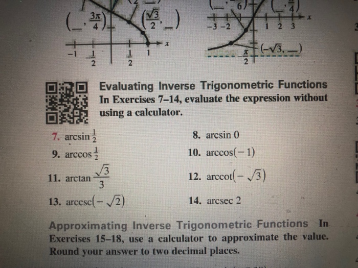 Solved 3x -3-2 回 回Evaluating inverse Trigonometric Functions | Chegg.com