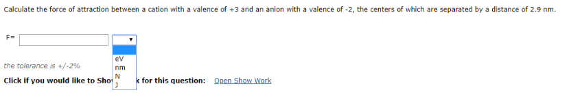 Solved Calculate the force of attraction between a cation | Chegg.com