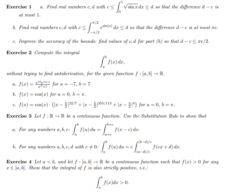 Solved Exercise 1 ﻿a. ﻿Find real numbers c,d ﻿with | Chegg.com