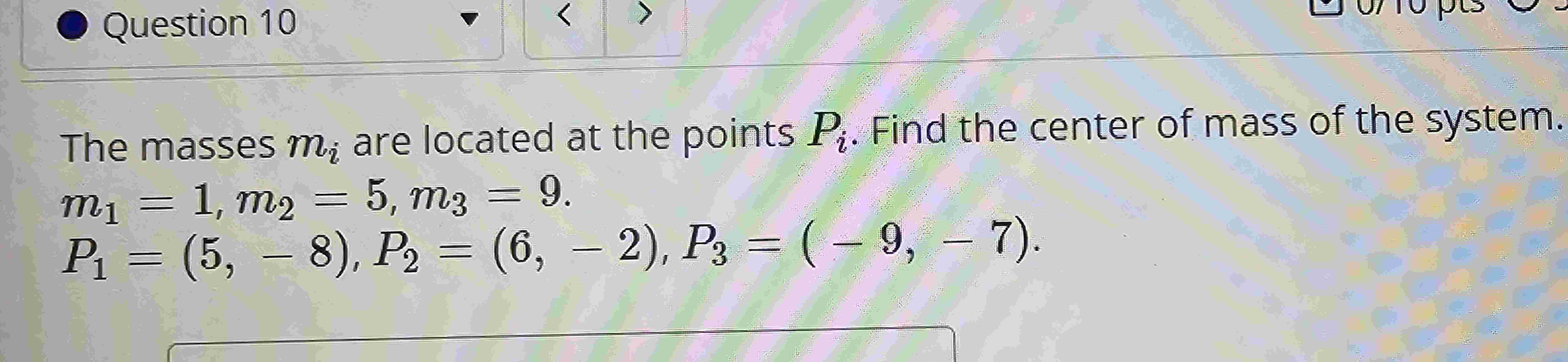 Solved The masses mi ﻿are located at the points Pi. ﻿Find | Chegg.com