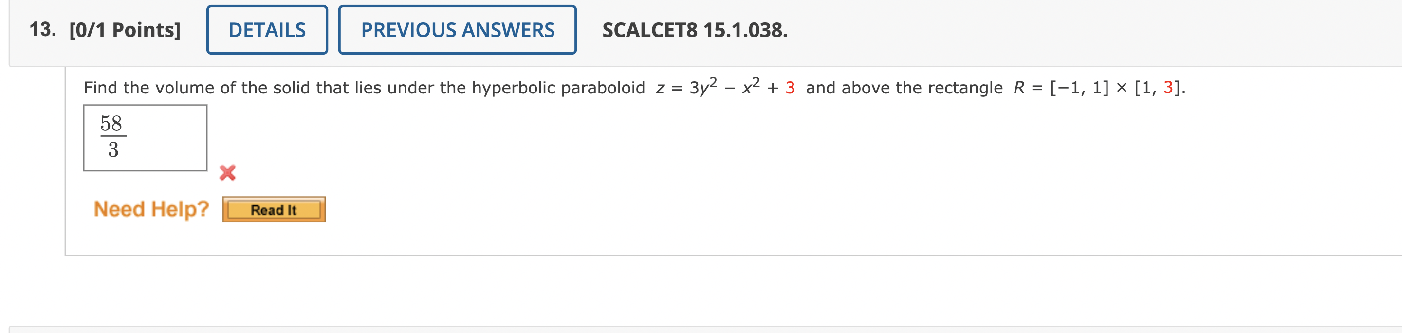 Solved 13. [0/1 Points] DETAILS PREVIOUS ANSWERS SCALCET8 | Chegg.com