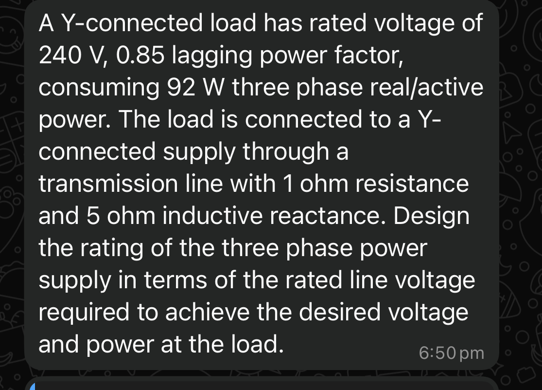 Solved A Y-connected load has rated voltage of 240V , 0.85 | Chegg.com