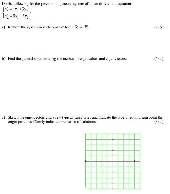Solved Do the following for the given homogeneous system of | Chegg.com