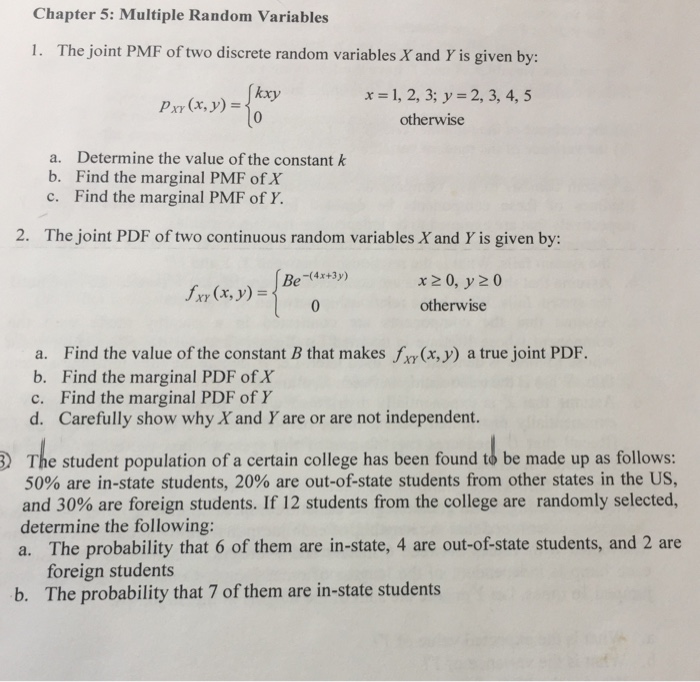 Solved The joint PMF of two discrete random variables X and | Chegg.com