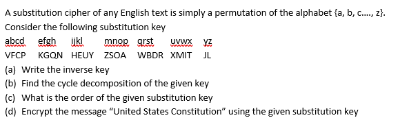 Solved WORK A substitution cipher of any English text is | Chegg.com