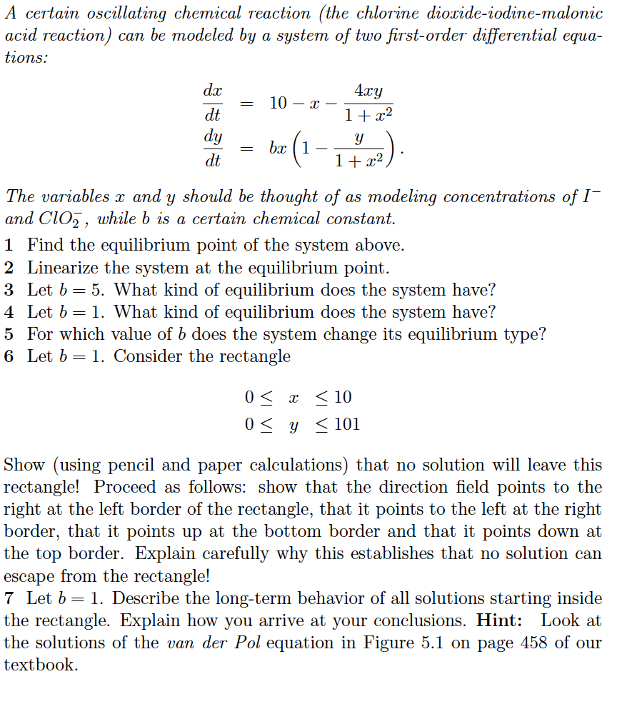 Solved A certain oscillating chemical reaction (the | Chegg.com