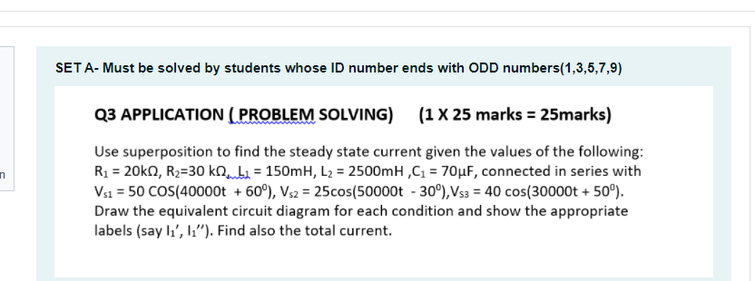 Solved SET A- Must be solved by students whose ID number | Chegg.com