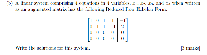Solved (b) Λ linear system comprising 4 equations in 4 | Chegg.com