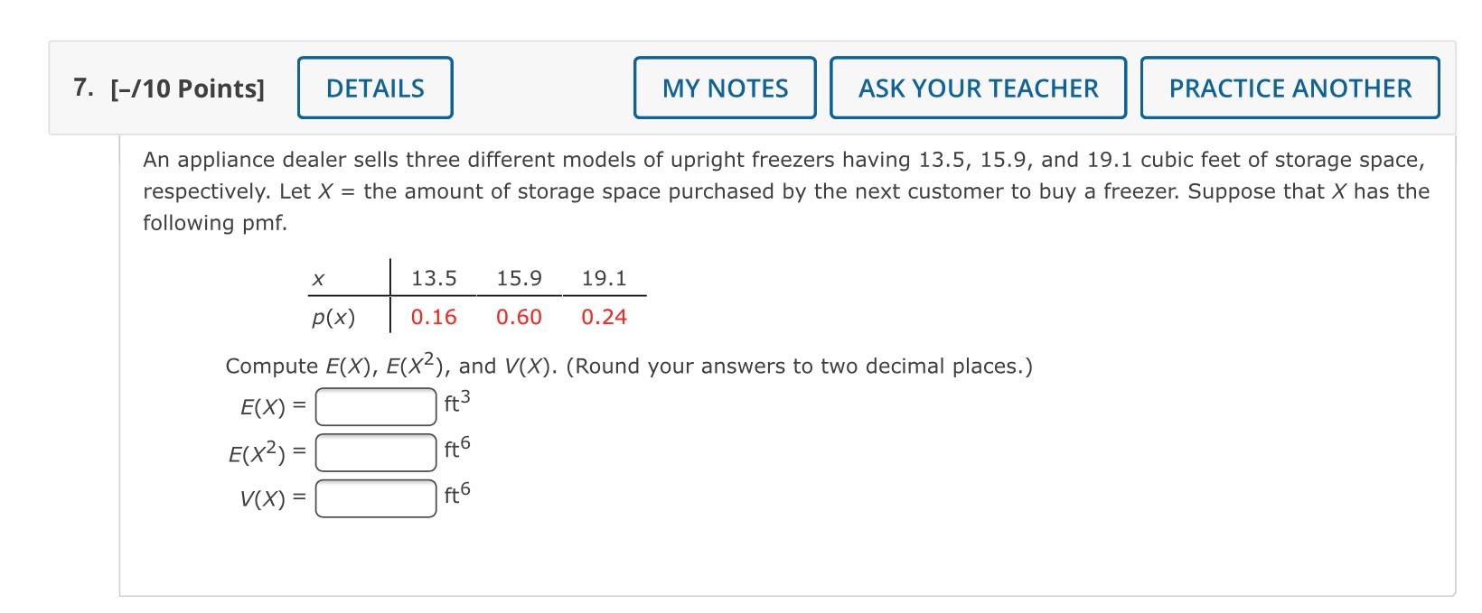 Solved 7. [-/10 Points] DETAILS MY NOTES ASK YOUR TEACHER | Chegg.com
