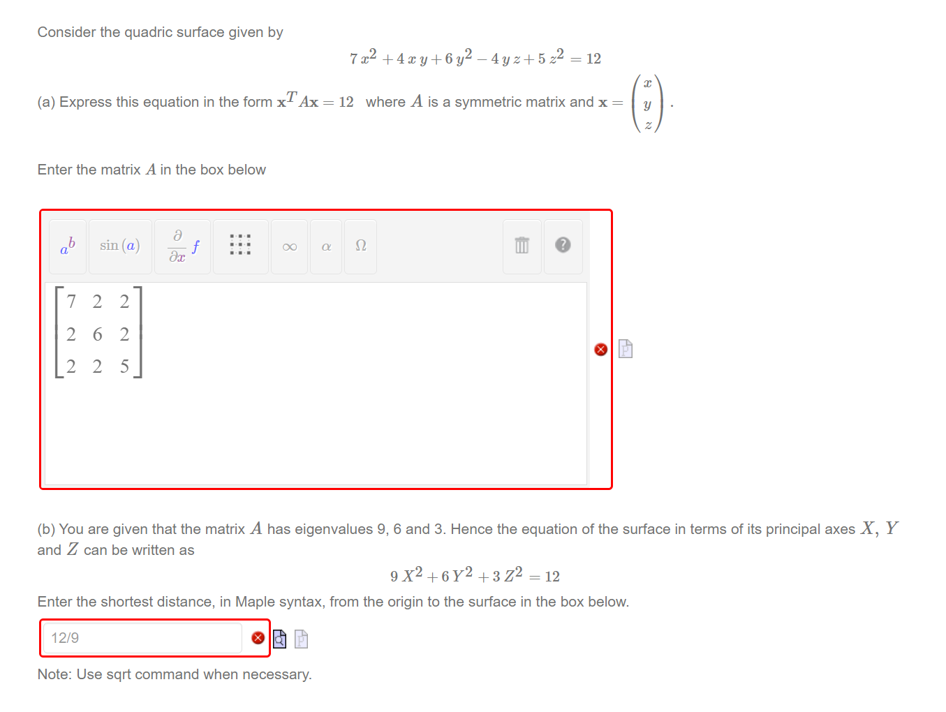 Solved Consider the quadric surface given by | Chegg.com