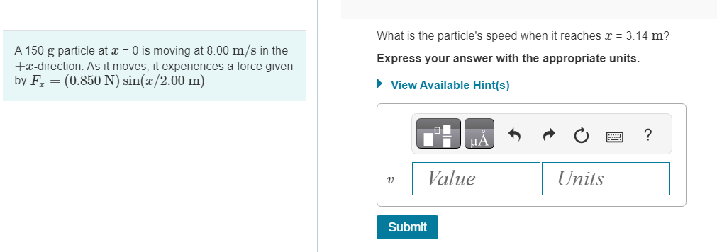 Solved A \\( 150 \\mathrm{~g} \\) particle at \\( x=0 \\) is | Chegg.com