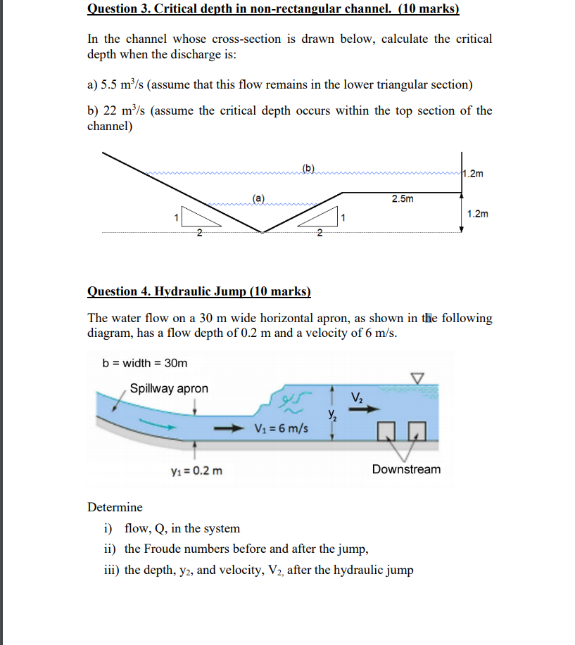 Solved Question 3. Critical depth in non-rectangular | Chegg.com