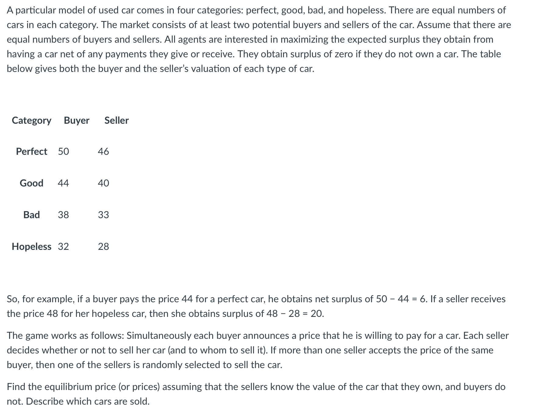 Solved A particular model of used car comes in four | Chegg.com