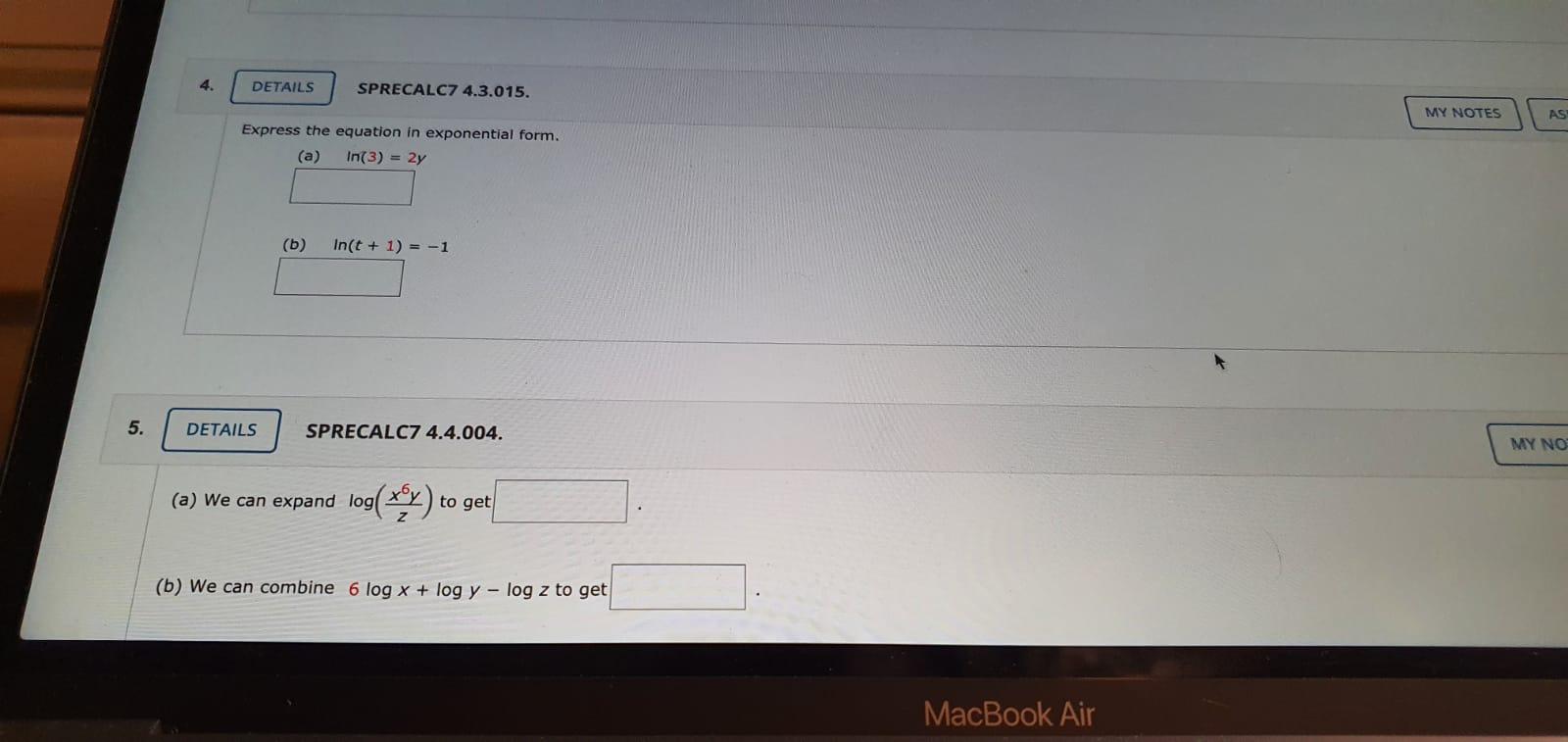 Solved 2. DETAILS SPRECALC7 4.1.004. MY NOTES ASK YOUR | Chegg.com