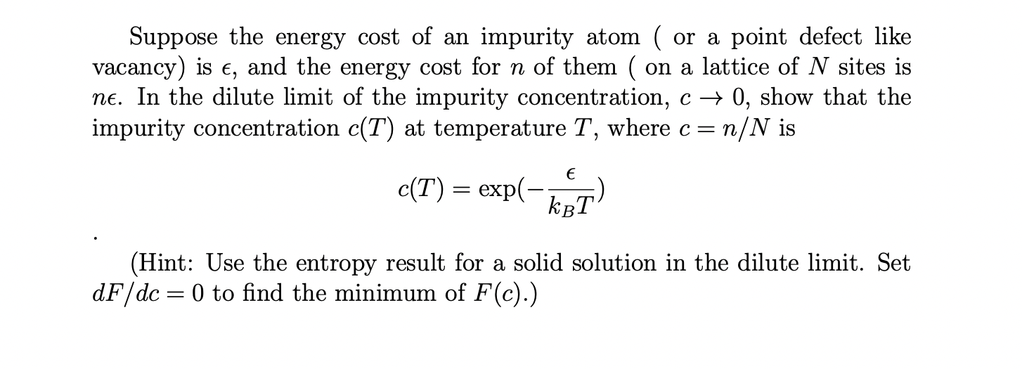 Solved Suppose the energy cost of an impurity atom ( or a | Chegg.com