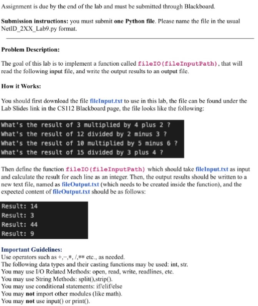 Solved Assignment is due by the end of the lab and must be | Chegg.com