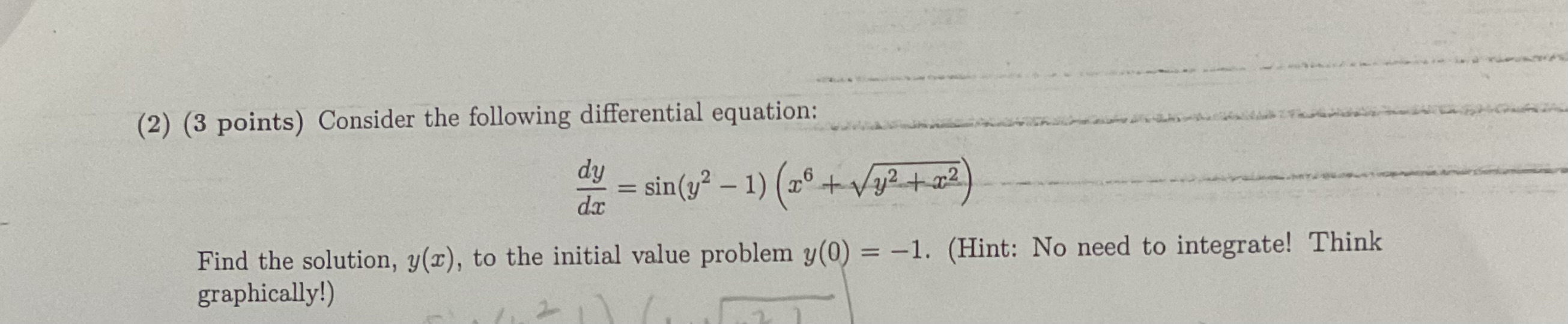 Solved (2) (3 points) Consider the following differential | Chegg.com