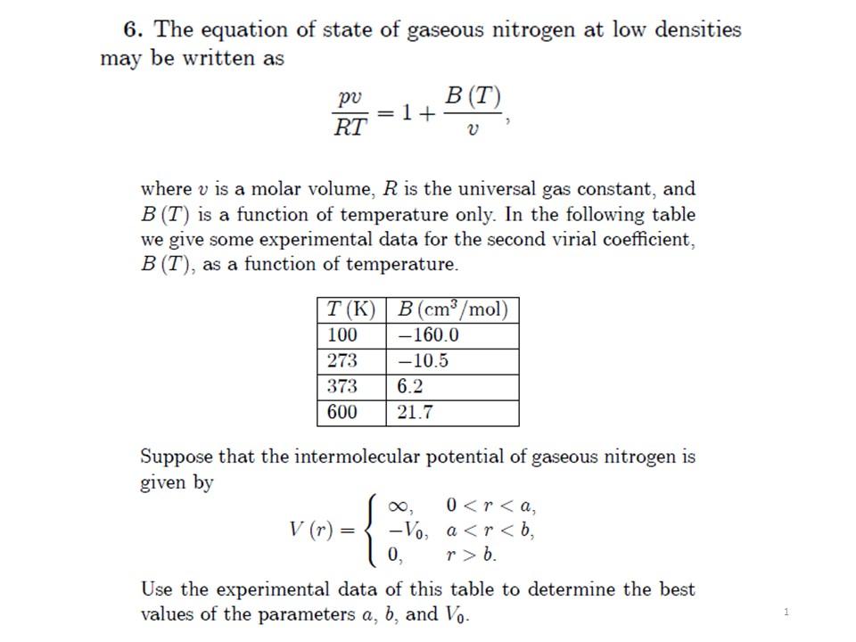 Solved 6. The equation of state of gaseous nitrogen at | Chegg.com