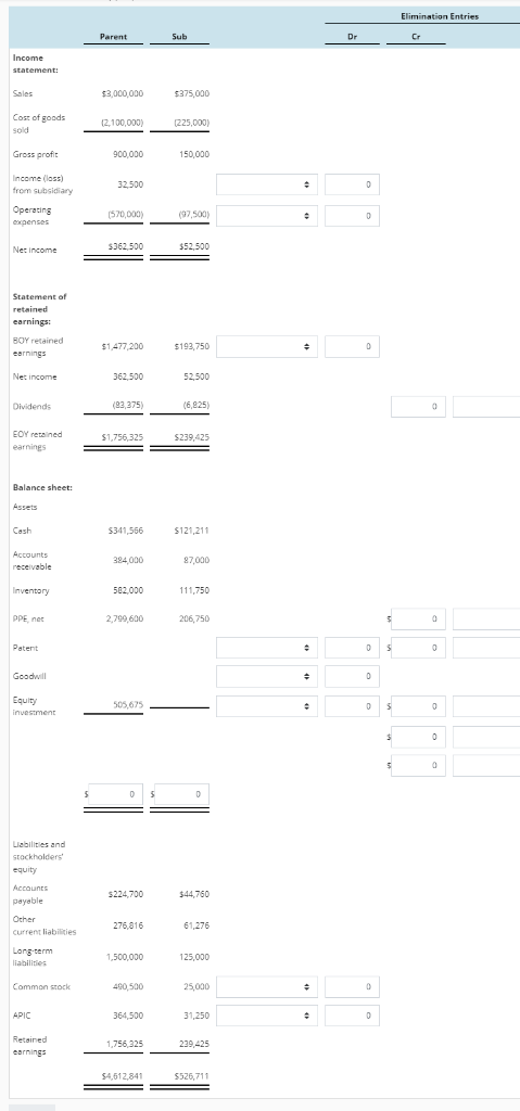 Solved Prepare consolidation spreadsheet for intercompany | Chegg.com Solved Prepare consolidation spreadsheet for intercompany | Chegg.com