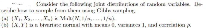 Solved Consider the following joint distributions of random | Chegg.com