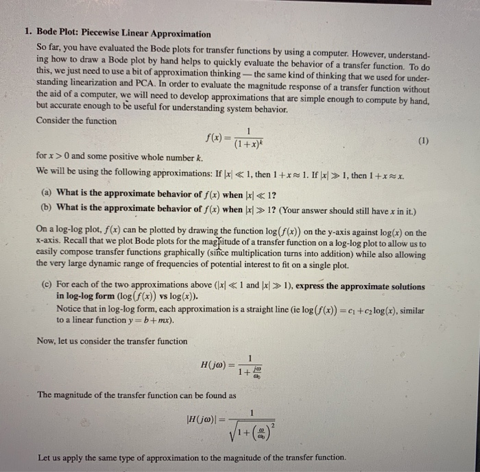 Solved 1. Bode Plot: Piecewise Linear Approximation So far, | Chegg.com