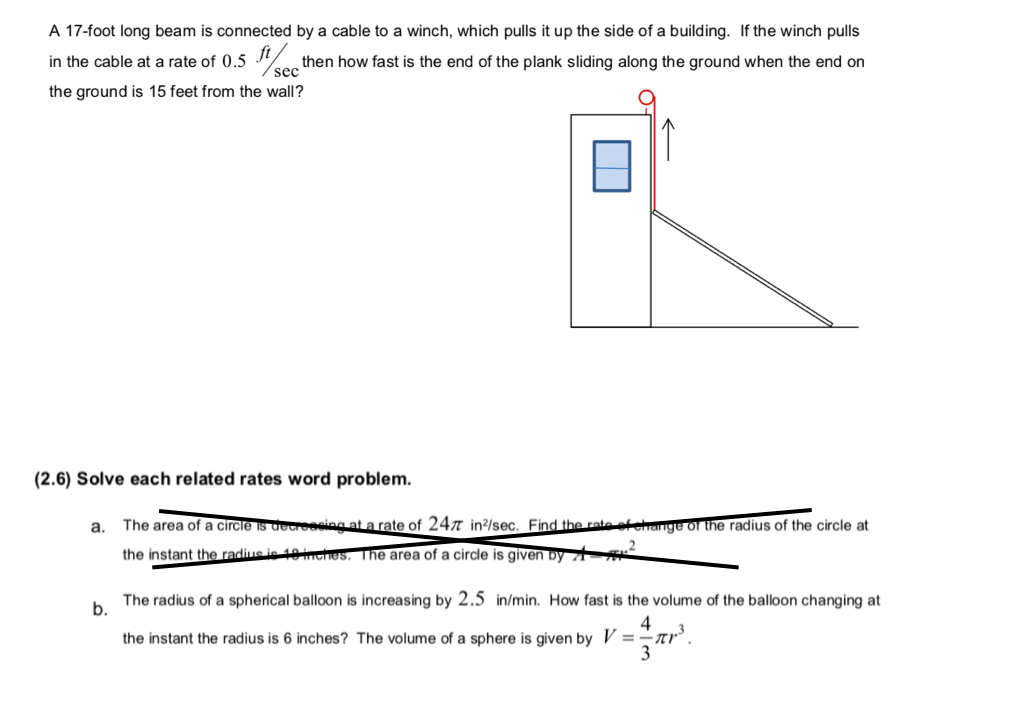 Solved Hello I need help with a related rate with a 17 foot | Chegg.com
