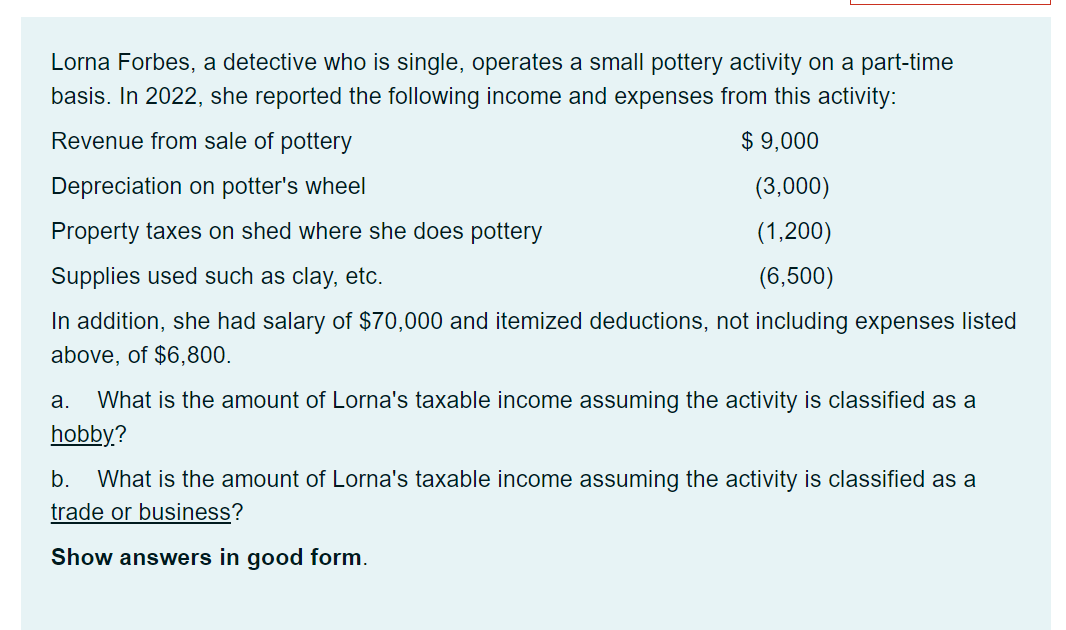 Solved Lorna Forbes, a detective who is single, operates a | Chegg.com