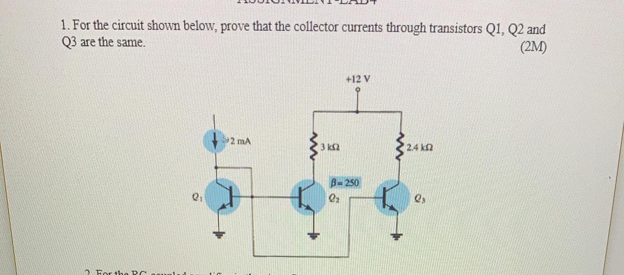 Solved For the circuit shown below, prove that the collector | Chegg.com