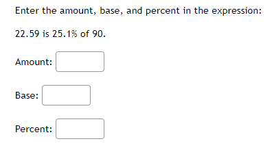Solved Enter the amount, base, and percent in the | Chegg.com