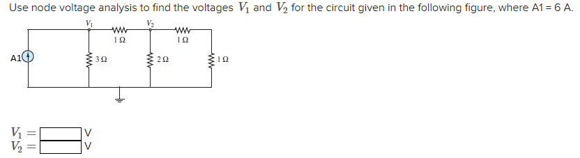 Solved Use node voltage analysis to find the voltages V1 and | Chegg.com