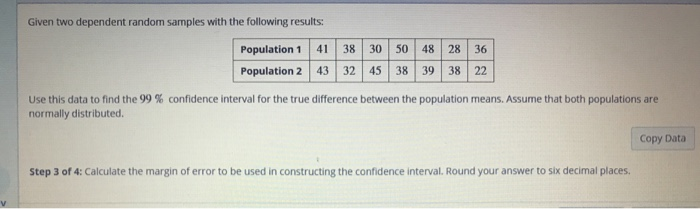 Solved Given two dependent random samples with the following | Chegg.com