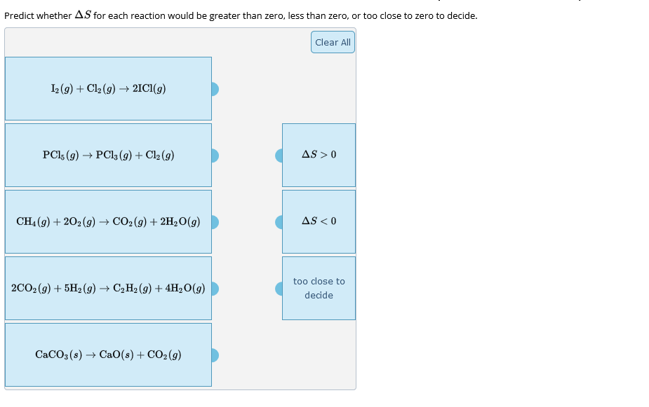 Solved Predict whether ΔS for each reaction would be greater | Chegg.com