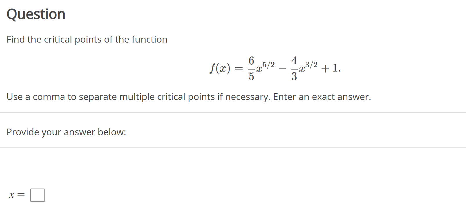 Solved QuestionFind the critical points of the | Chegg.com
