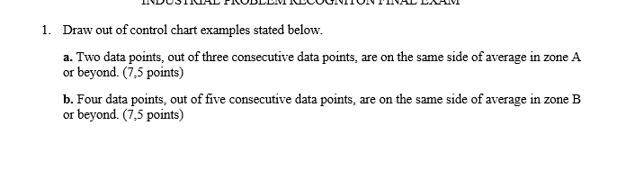 Solved 1. Draw out of control chart examples stated below. | Chegg.com