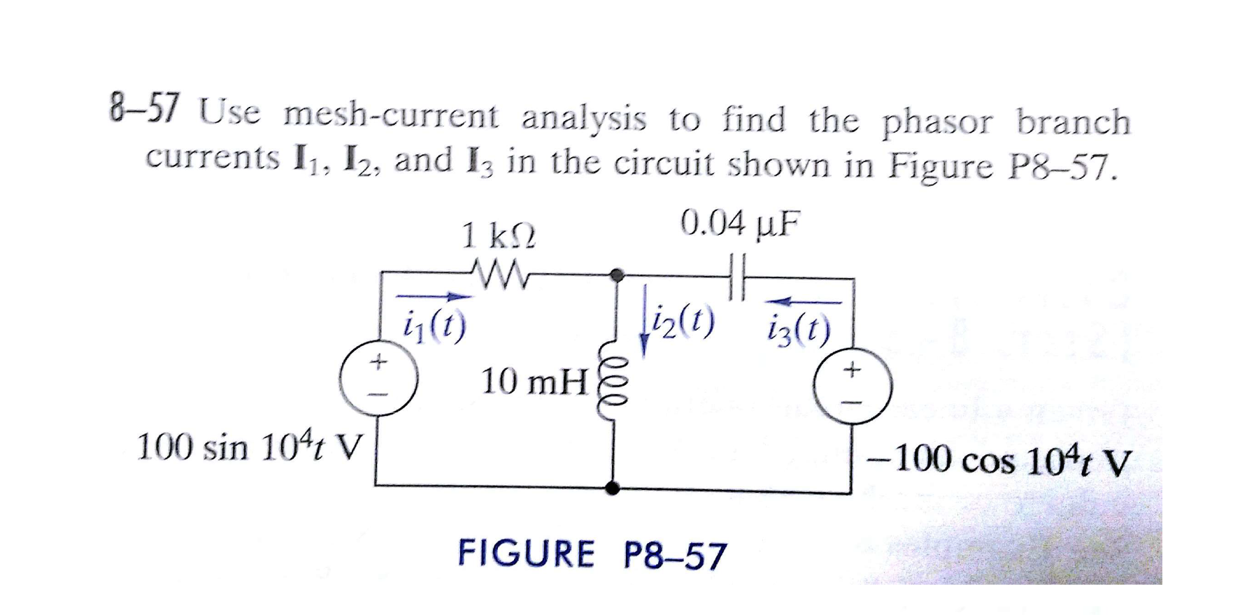 Solved 8-57 ﻿Use mesh-current analysis to find the phasor | Chegg.com