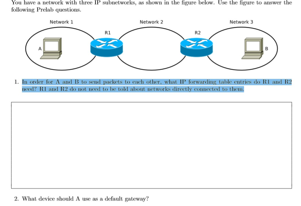 Solved You have a network with three IP subnetworks, as | Chegg.com